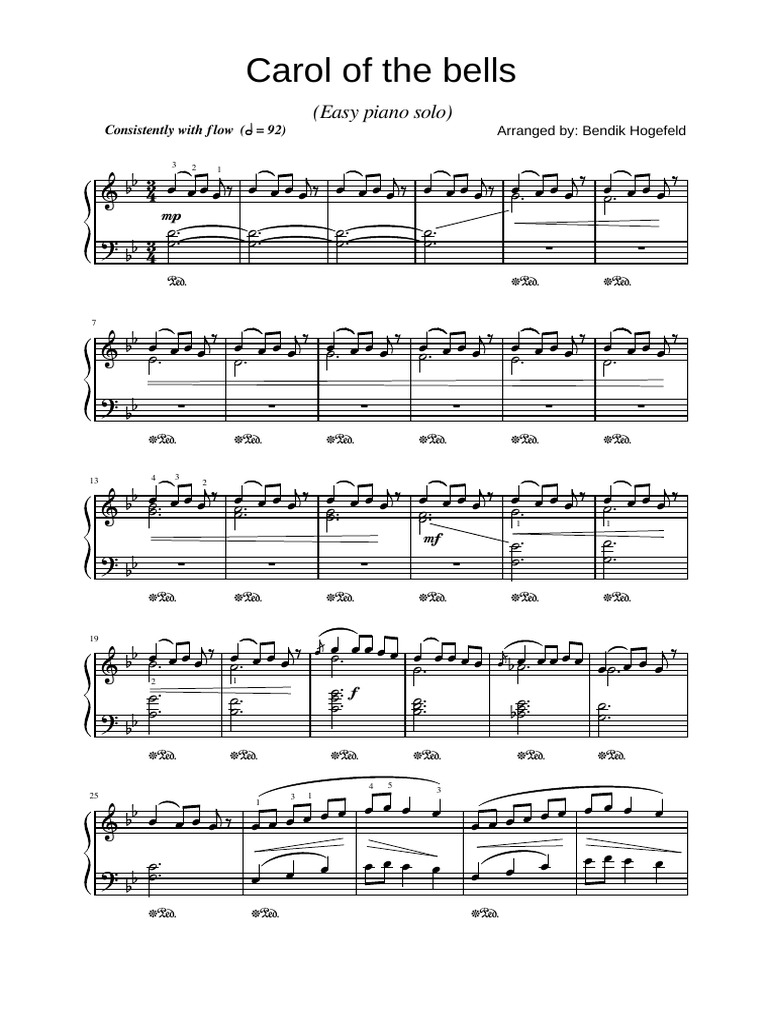 Easy Piano Sheet Music: Carol of Bells | PDF