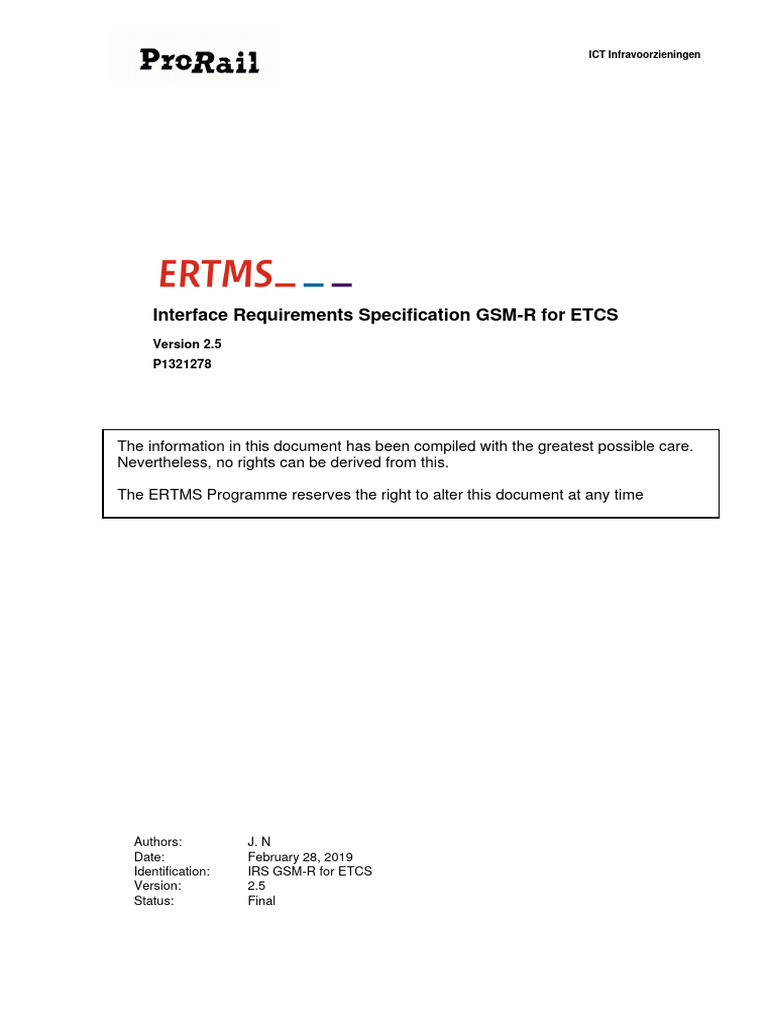 IRS (Interface Requirements Specification GSM-R For ETCS) v2.5 | PDF ...