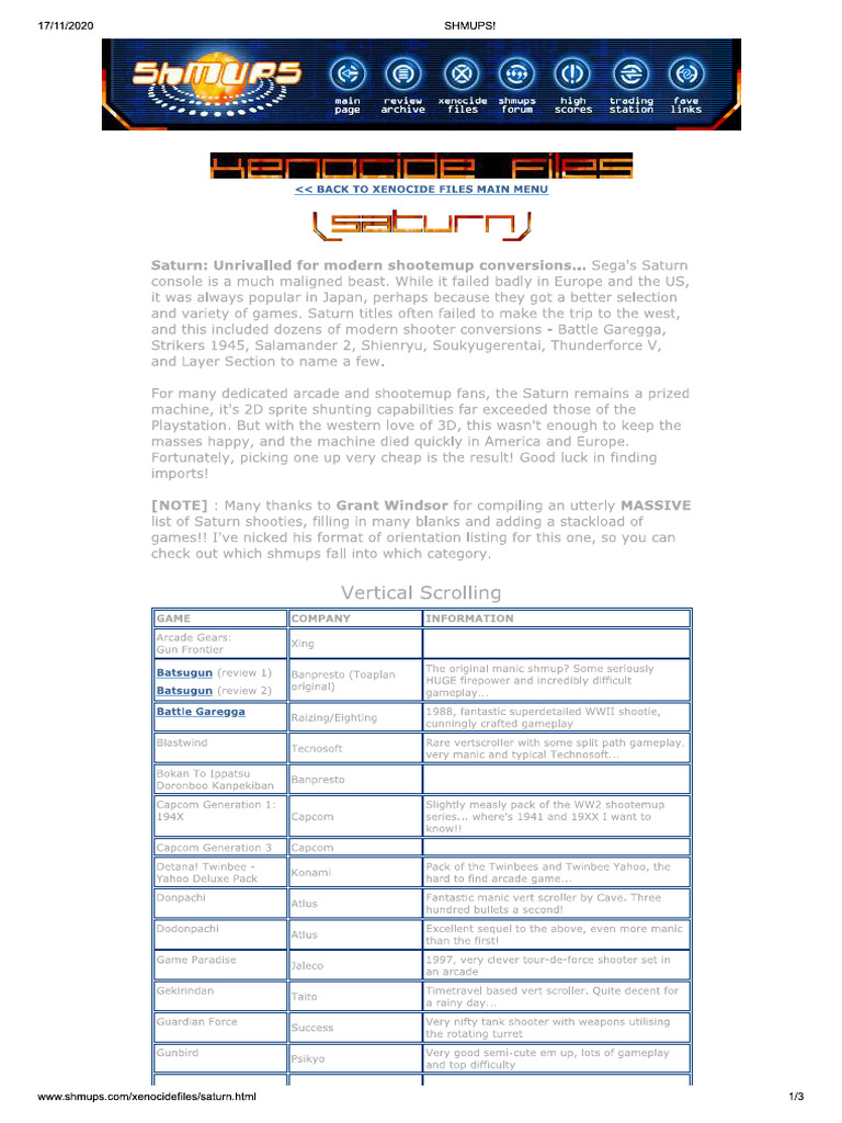 Saturn Shmups! | PDF