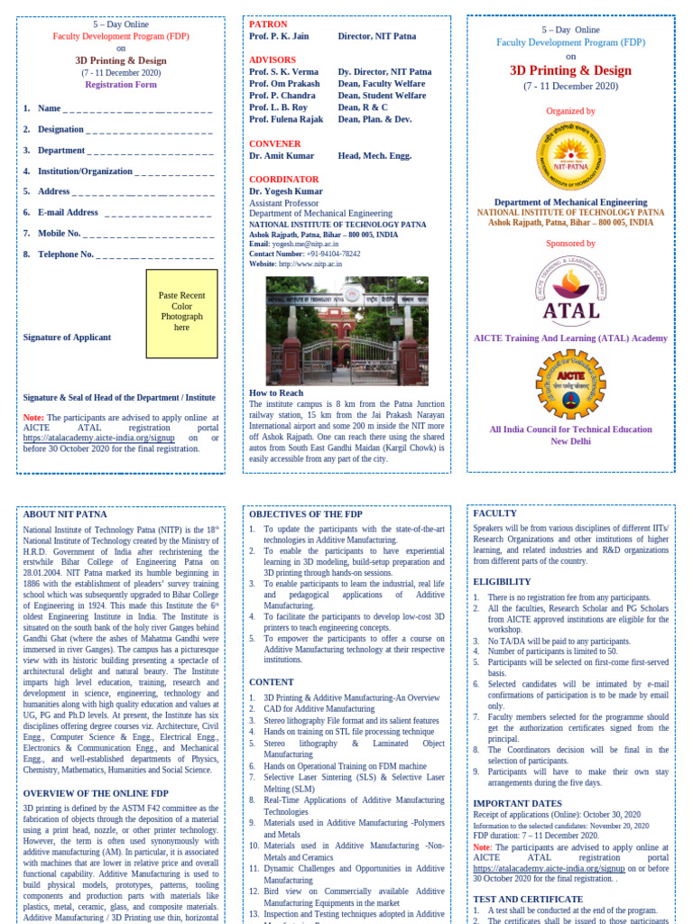 3dprinting Manu Atal Aicte | PDF | 3 D Printing | Secondary Sector Of ...