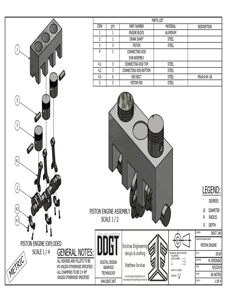 001piston Engine Assembly Drawing PDF | PDF | Piston | Vehicle Parts