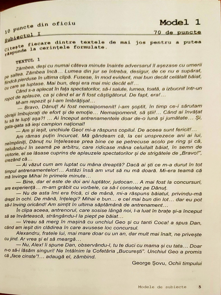 Simulare clasa 7_Romana _ Booklet _ Marinela Pantazi | PDF