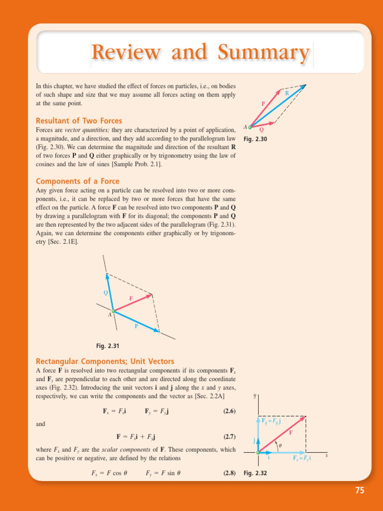 Engineering Mechanics Unit 1 Review and Summary | PDF | Euclidean Vector | Force