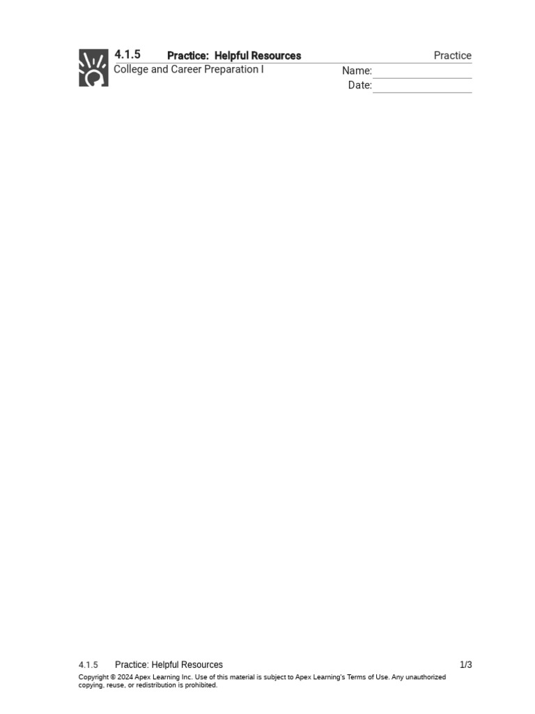 4.1.5 Practice - Helpful Resources (Practice) | PDF