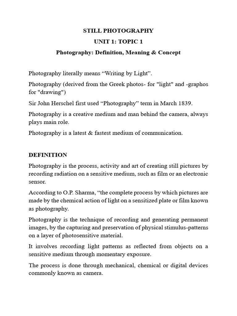 Still Photography | PDF