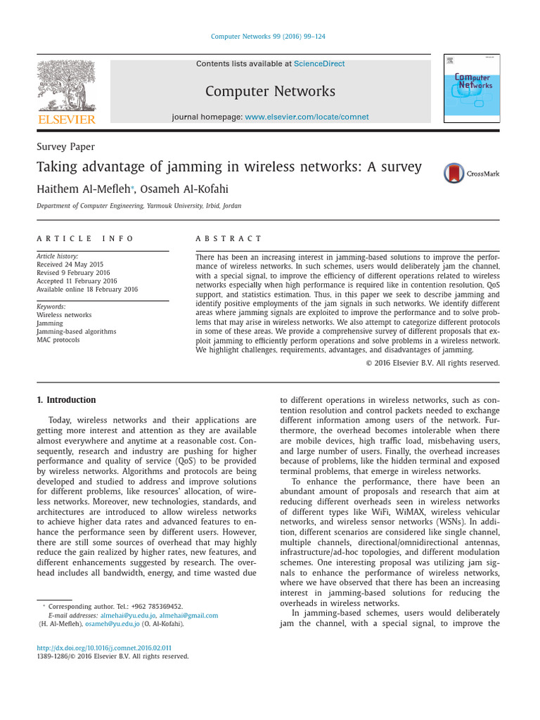 Taking advantage of jamming in wireless networks | PDF | Computer Network | Networking Standards