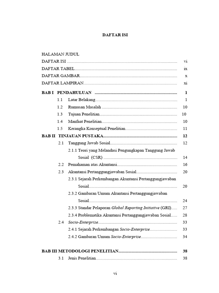 Daftar Isi Proposal Tesis | PDF