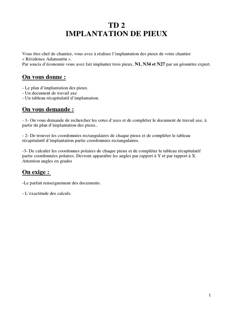 TD 2 Pieux Adamantin | PDF