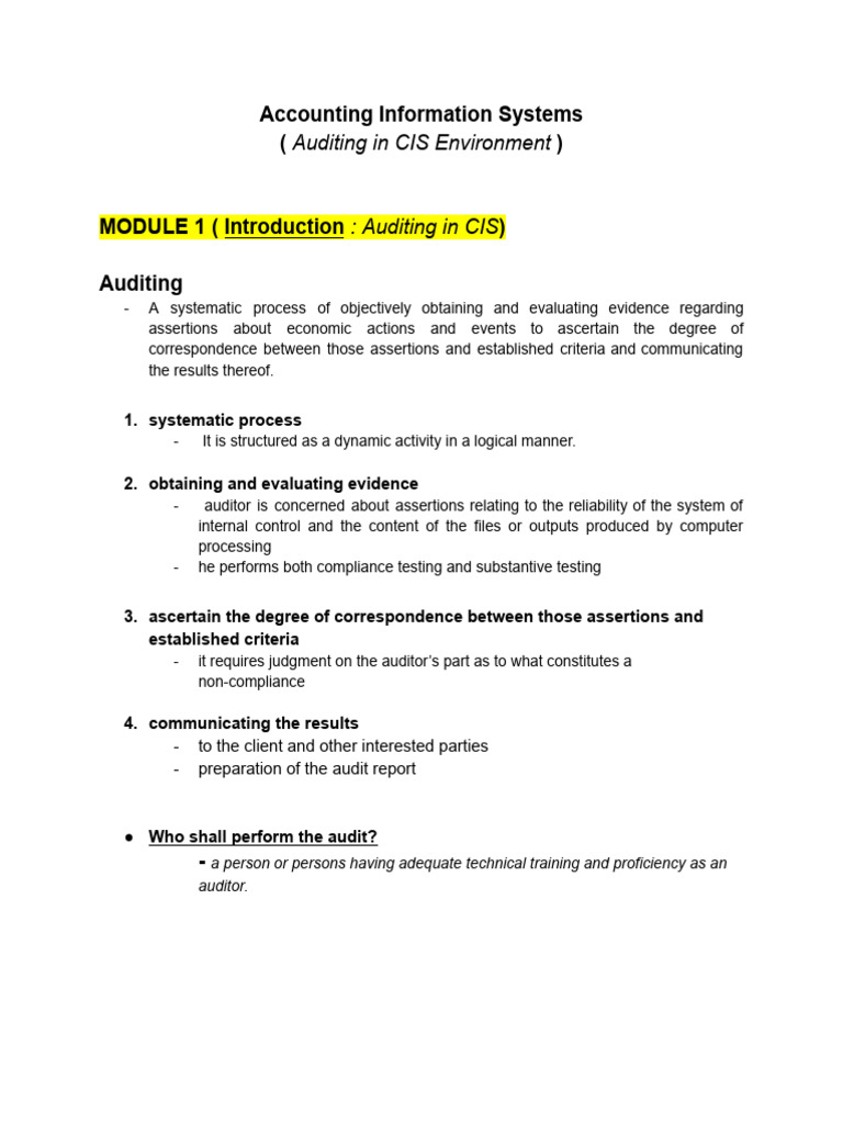 Auditing in CIS Environment | PDF | Audit | Internal Control