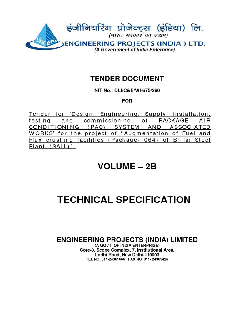 PAC System Tender for Bhilai Steel Plant | PDF | Air Conditioning ...