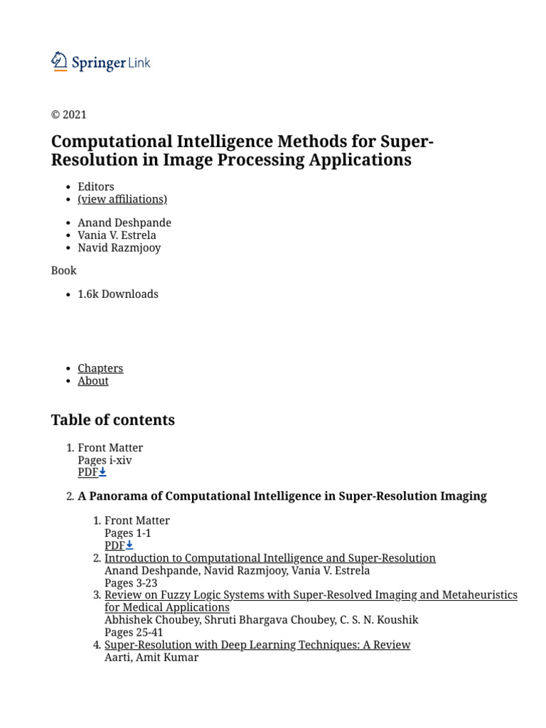 Computational Intelligence Methods For Super Resolution in Image ... Computational Intelligence Methods For Super Resolution in Image ...
