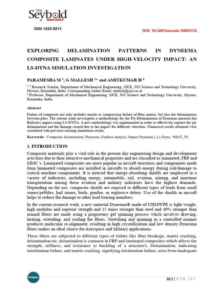 Exploring Delamination Patterns In Dyneema Composite Laminates Under High Velocity Impact An Ls