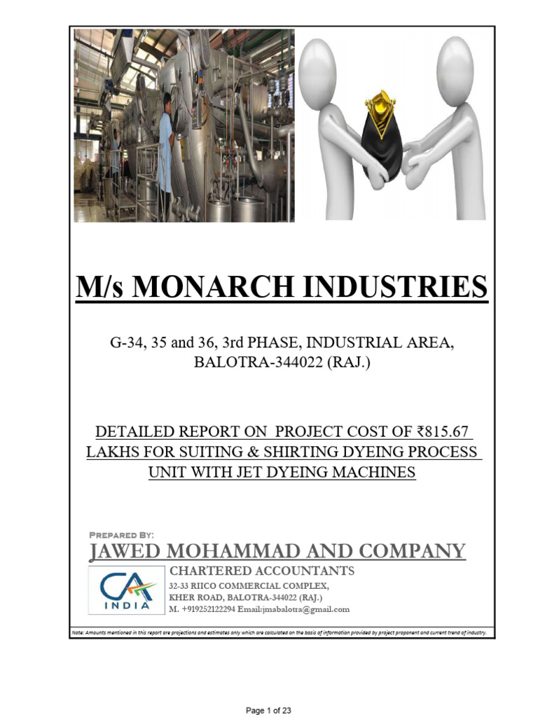 Project Cost Analysis for Monarch Industries | PDF | Money | Financial ...