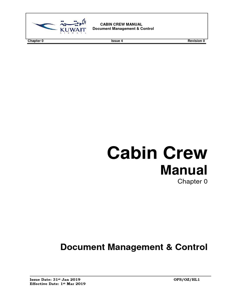 Cabin Crew Manual Issue 4 Rev 2 Dated 3rd Nov 2019 | PDF | Flight ...