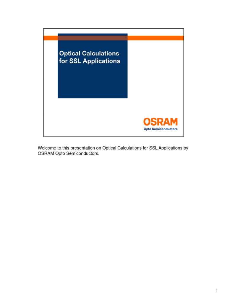 Optical Calculation For SSL Applications 10 29 13 | PDF | Reflection ...