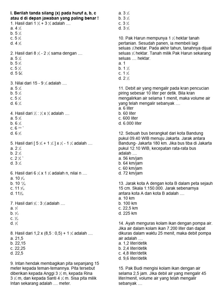 Soal Kelas 5 MTK SD | PDF