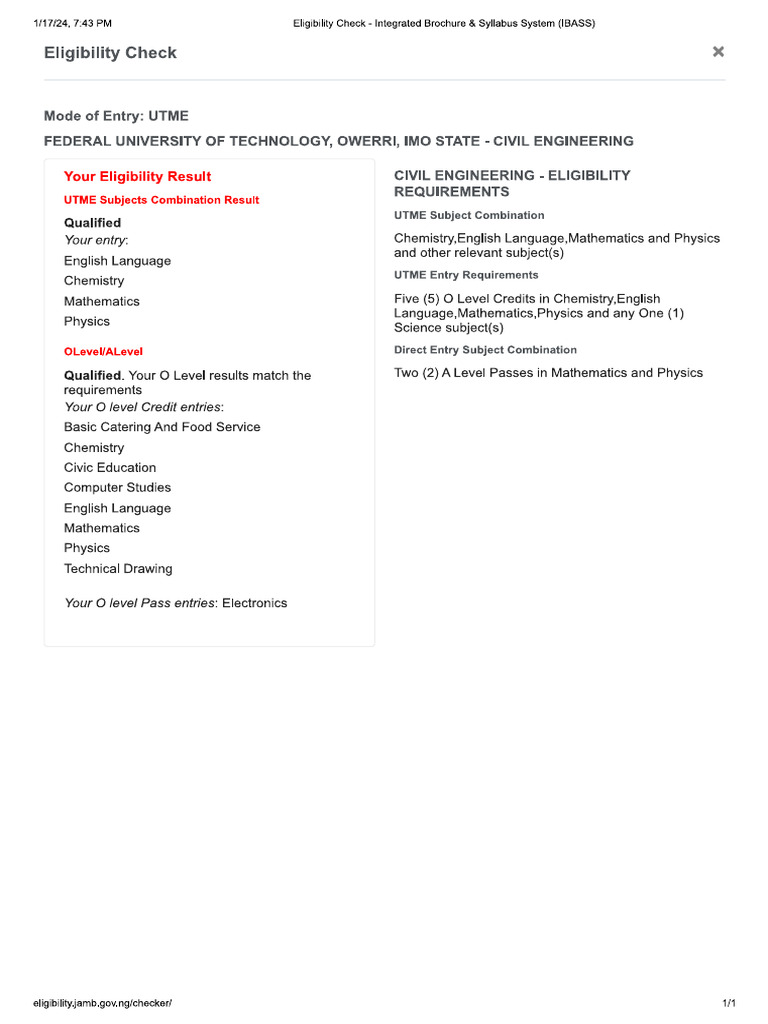 Civil Engineering Requirements | PDF