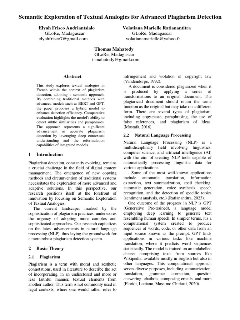 Semantic Exploration of Textual Analogies for Advanced Plagiarism Detection | PDF | Plagiarism ...