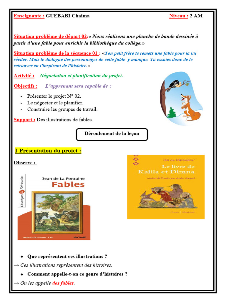 Création de BD à partir de fables 2AM | PDF | Fable | Adverbe