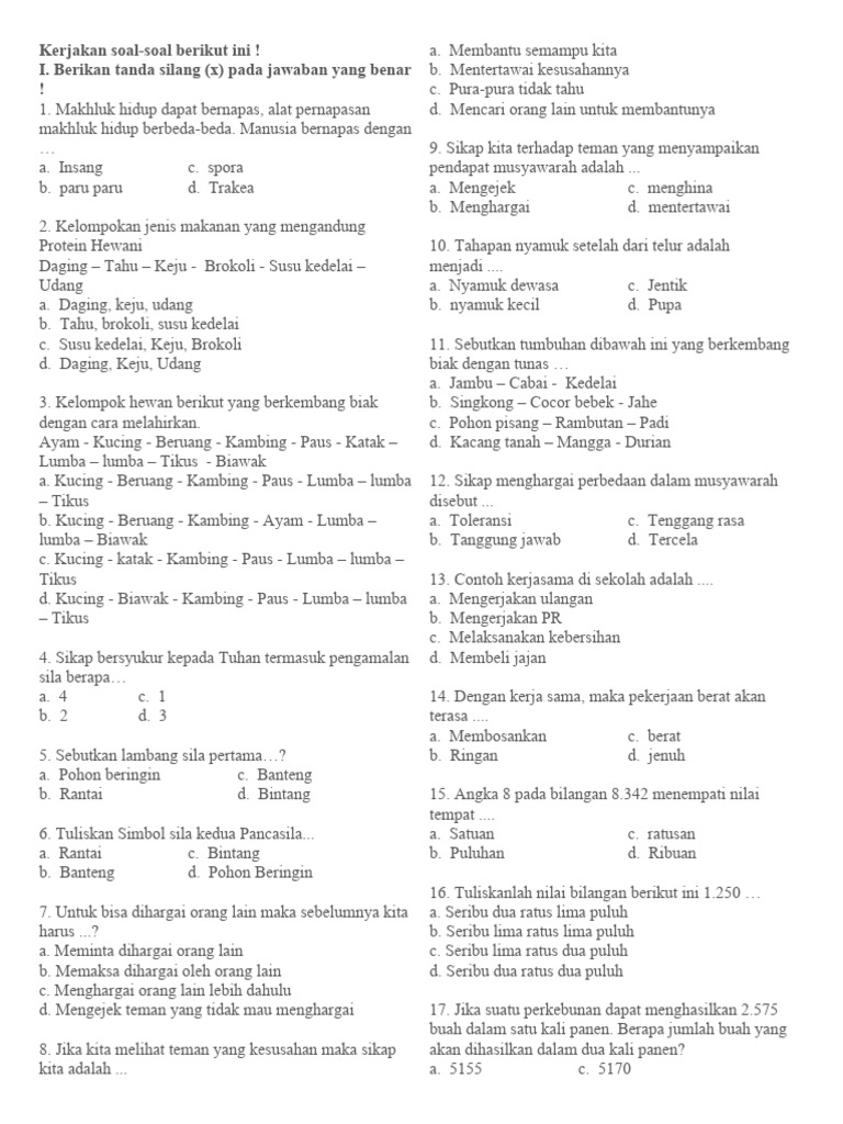 Soal Kelas 3 MI Tema 3 | PDF