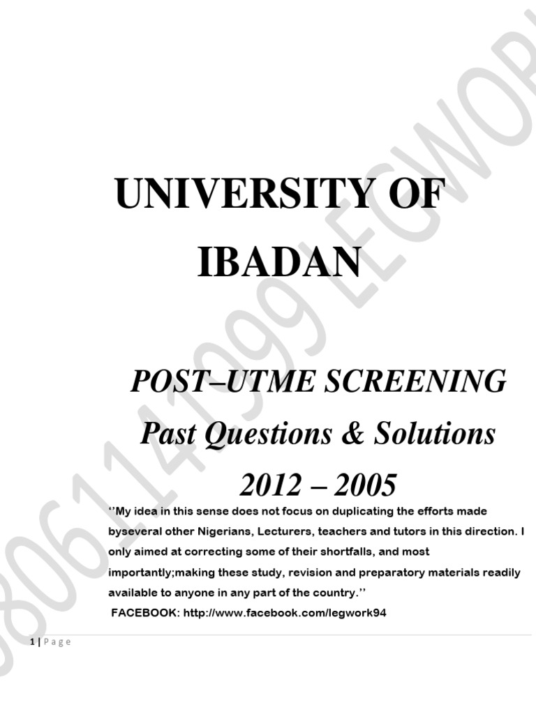 UI Post-UTME Past Questions & Guide | PDF | Oxide | Hydroxide