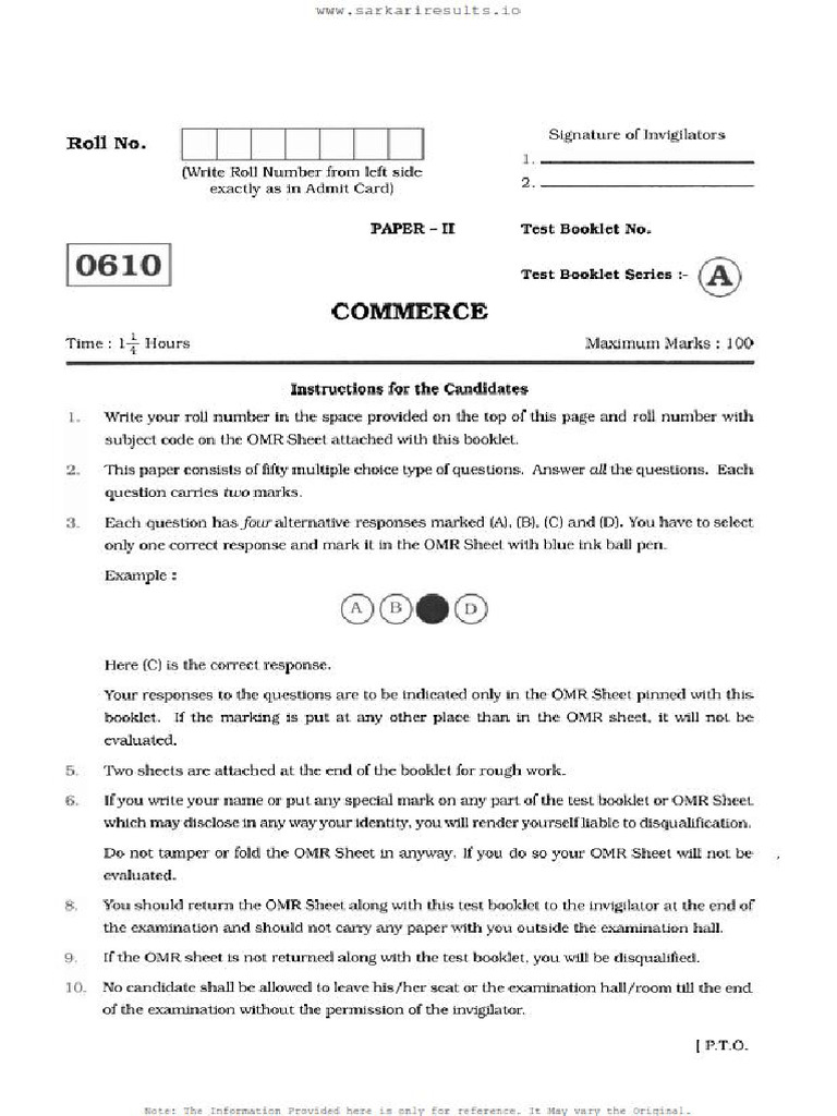 Commerce paper-II | PDF