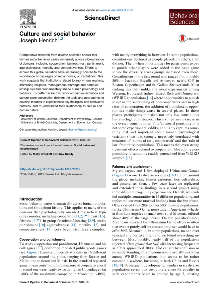 Cultural Influences on Social Behavior | PDF | Psychology | Institution