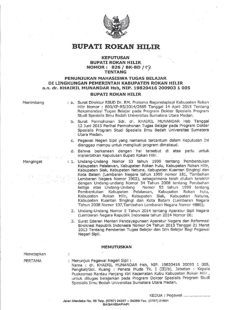 Surat SK Tubel | PDF