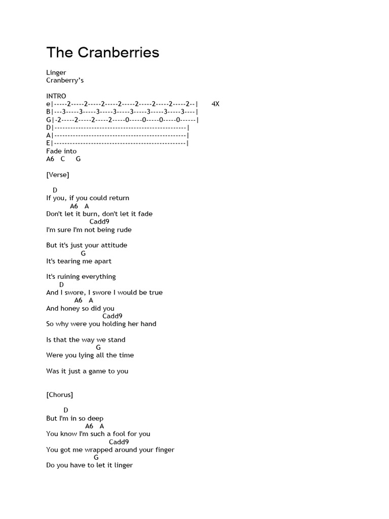 The Cranberries Song Lyrics and Tabs | PDF