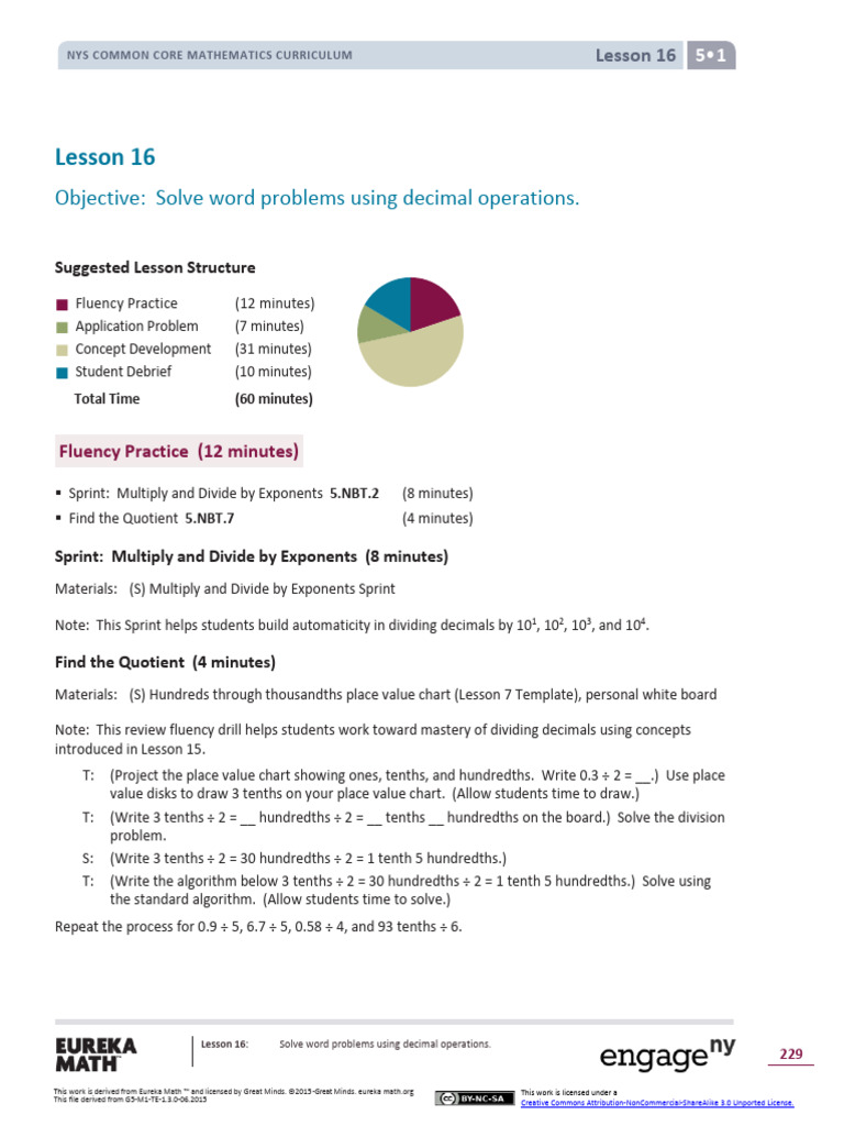 Math g5 m1 Topic F Lesson 16 | PDF