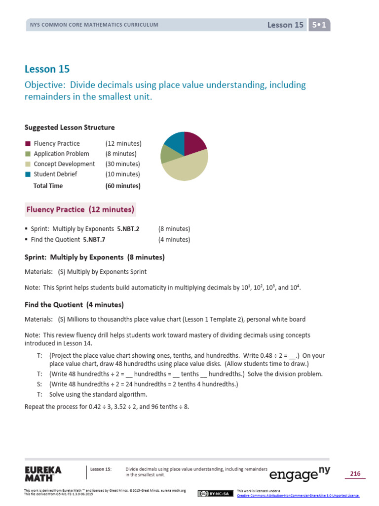 Math g5 m1 Topic F Lesson 15 | PDF | Division (Mathematics) | Mathematics