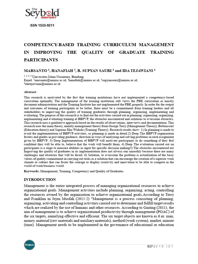Competency-Based Training Curriculum Management in Improving The ...