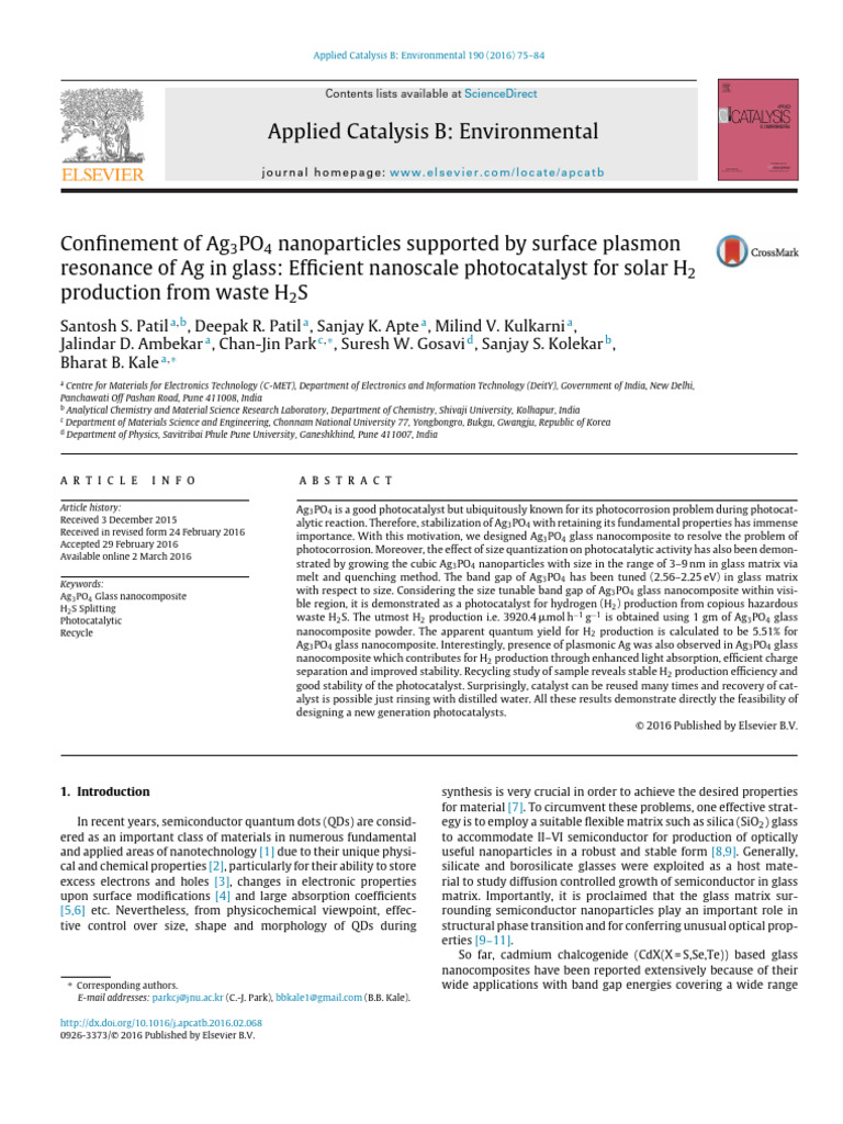 Ag3po4 Nanoparticles Supported By Surface Plasmon Resonance Of Ag In Glass Pdf Nanoparticle