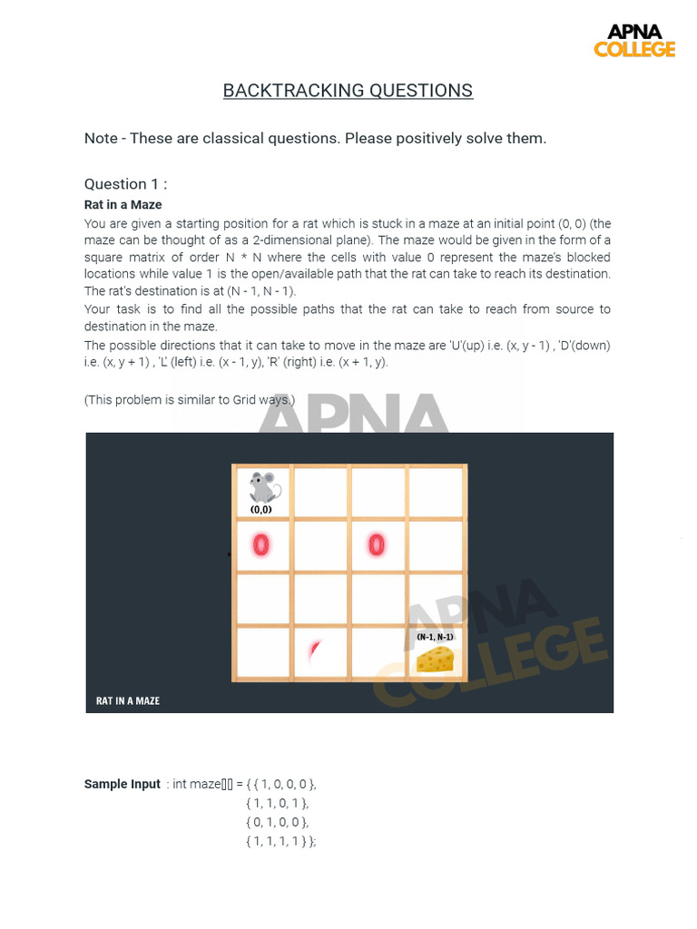 BACKTRACKING Questions | Download Free PDF | Applied Mathematics