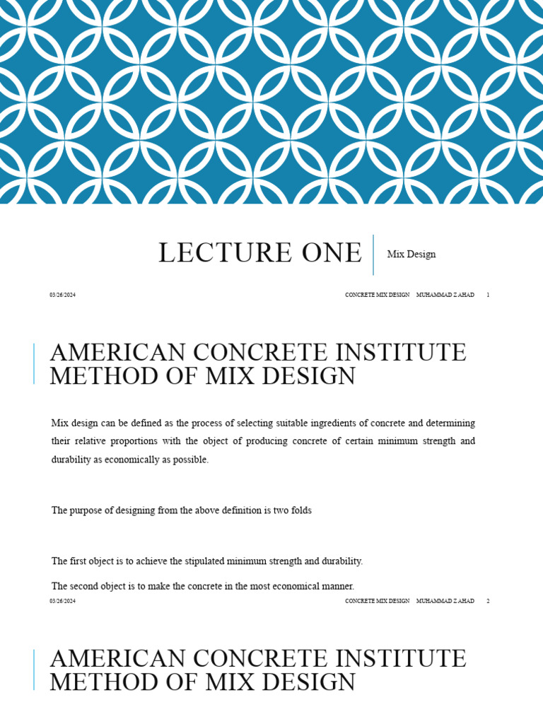 Lecture 3 Mix Design | PDF