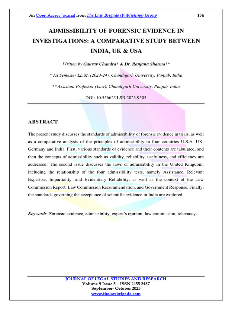 Comparative Study | PDF | Evidence (Law) | Daubert Standard