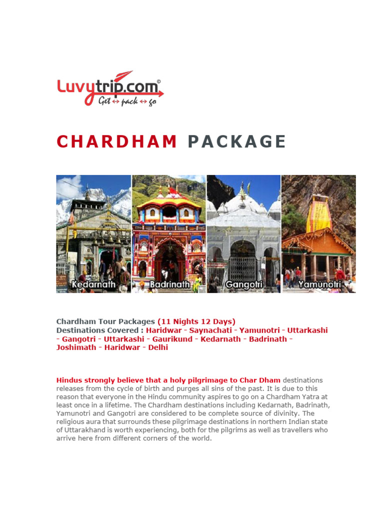Char Dham Yatra - Luvytrip Promtional Package | PDF | Hindu Worship
