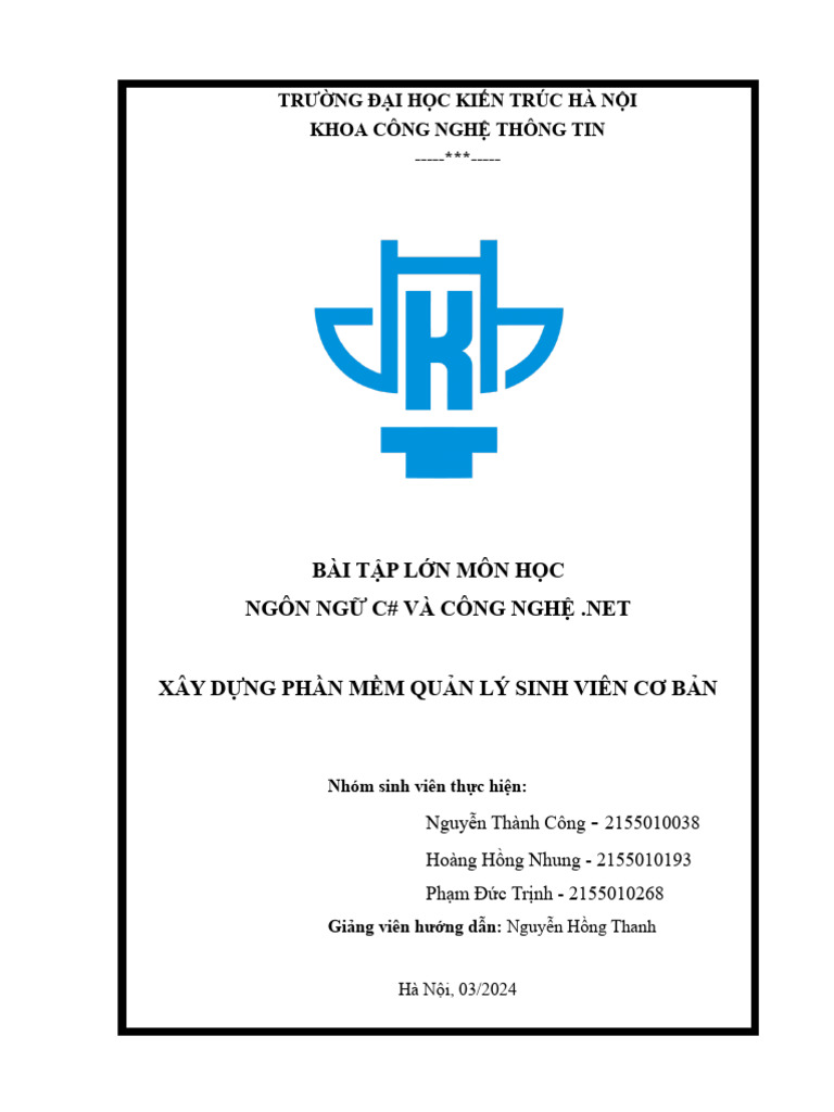 Nhóm13 Quanlysinhvien | PDF