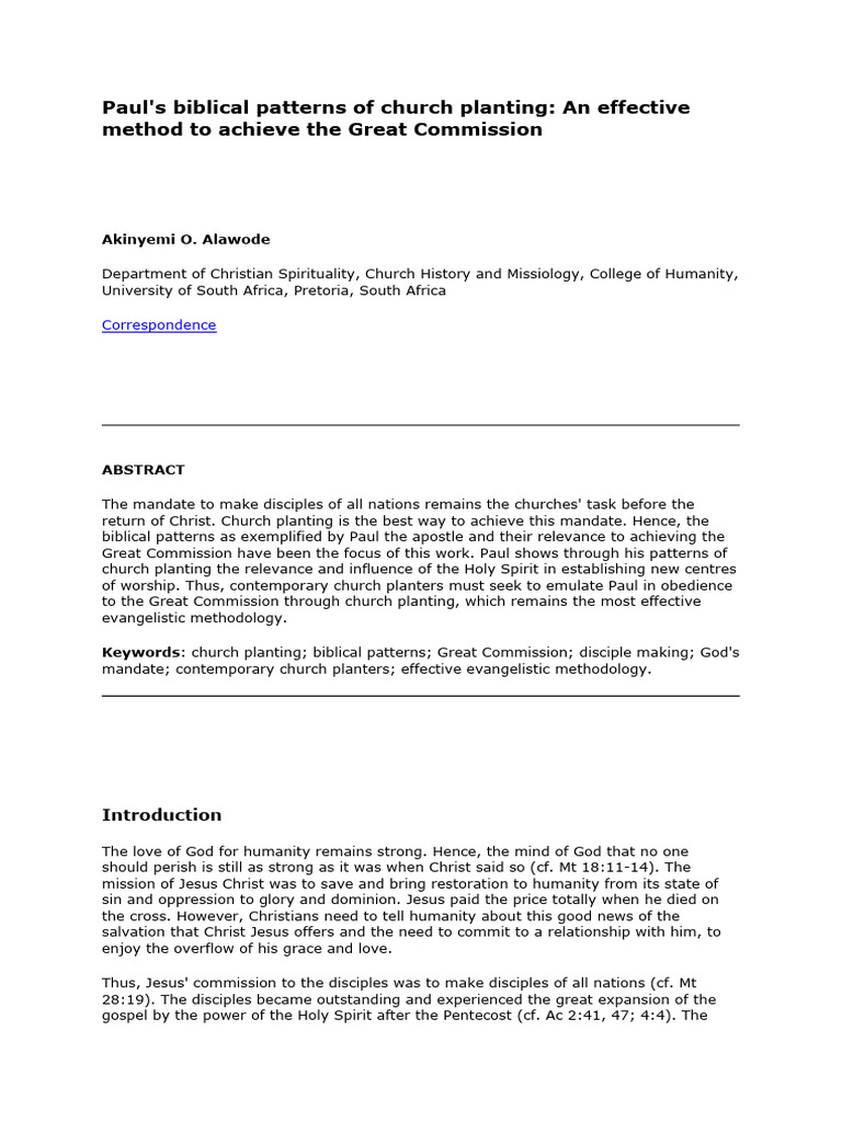 Paul Method of Church Planting | PDF | Paul The Apostle | Jesus