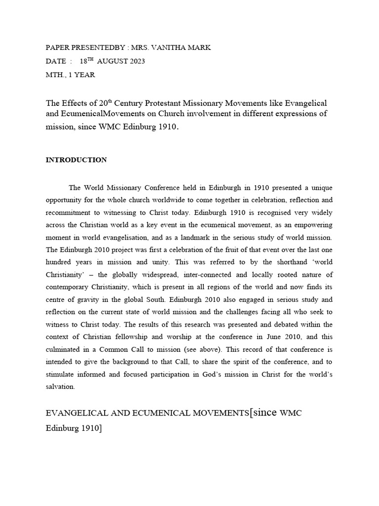 The Effects of 20th Century Protestant Missionary | PDF | Christian ...