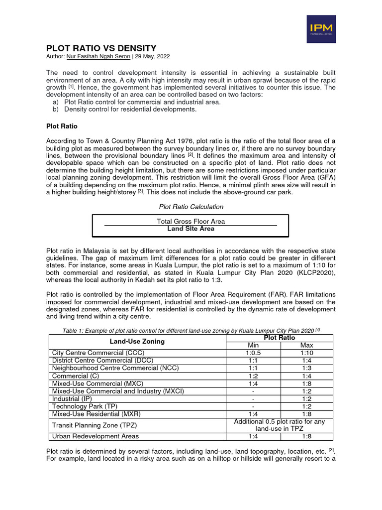Plot Ratio Vs Density | PDF | Zoning | Urban Planning