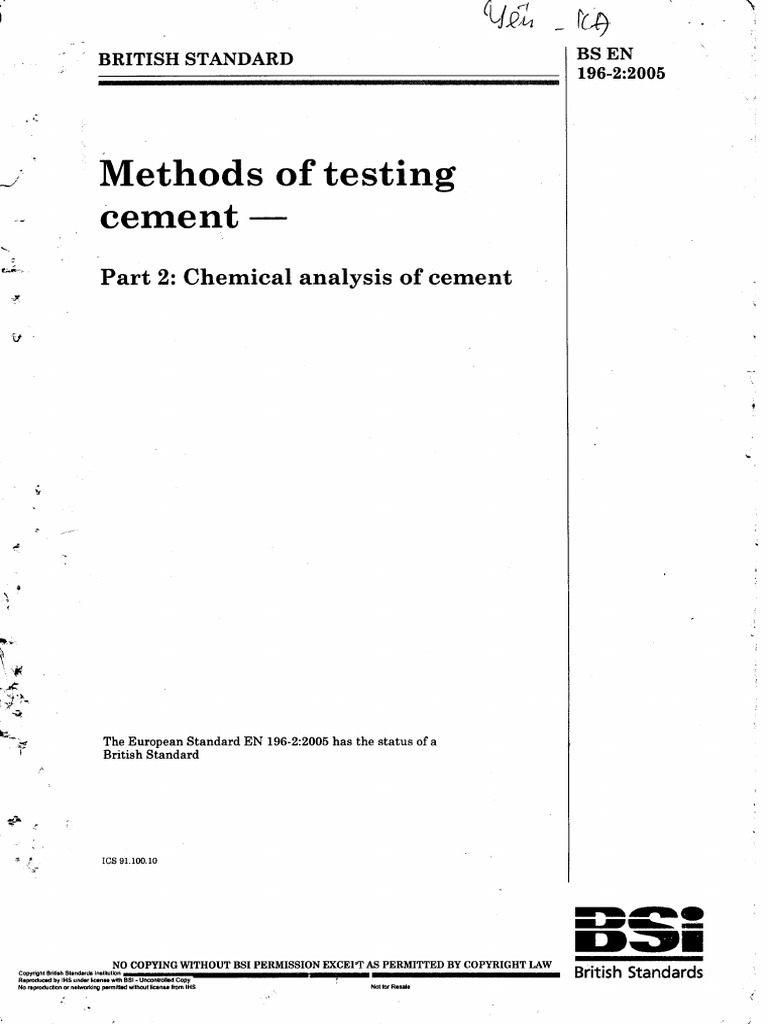 BS en 196-2-2005 Methods of Testing Cement - Part2 Chemical Analysis of ...