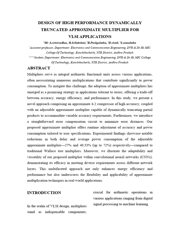 Design Of High Performance Dynamically Truncated A 1 Pdf Artificial
