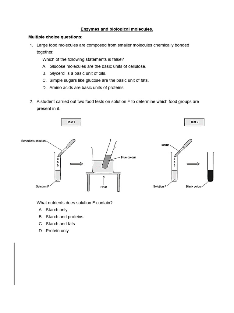 Enzymes and Biomolecules Quiz Questions | PDF | Enzyme | Biomolecules