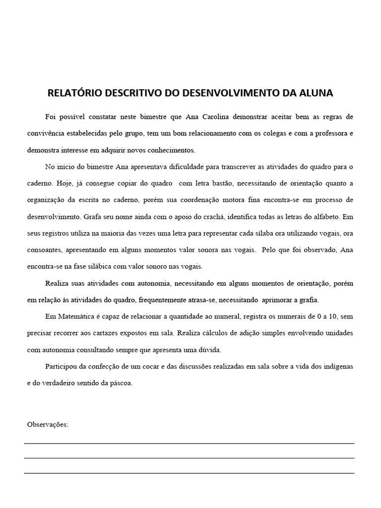 Relatório Descritivo | PDF