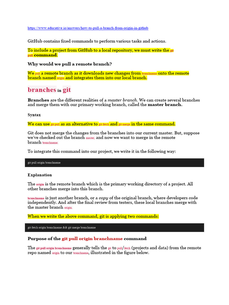 15 - How To Pull A Branch From Origin in GitHub (Git Pull Origin ...