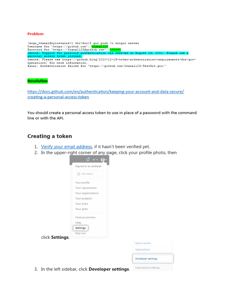 2 - How To Create A Personal Access Token in GitHub | Download Free PDF | Security | Computer ...