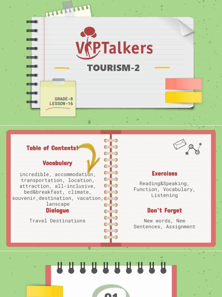 Grade 8 Tourism Lesson: Travel Destinations | PDF