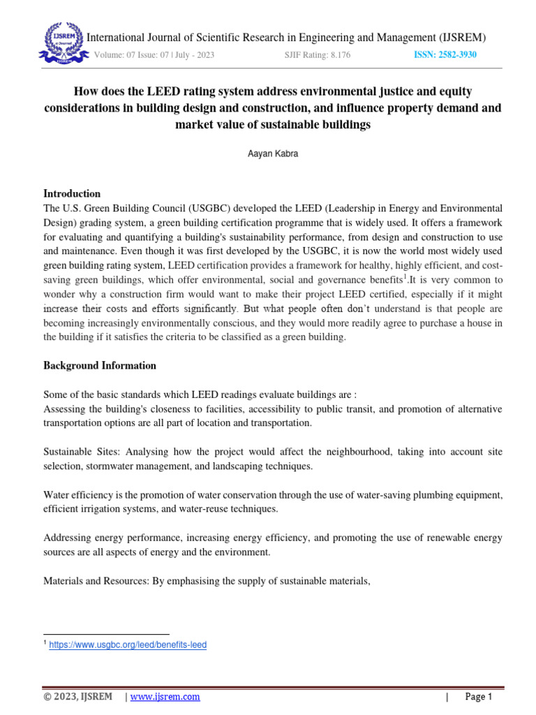 How does the LEED rating system address environmental justice and ...