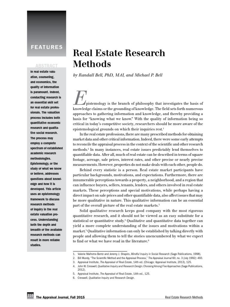 Real+Estate+Research+Methods | PDF | Real Estate Appraisal | Survey ...